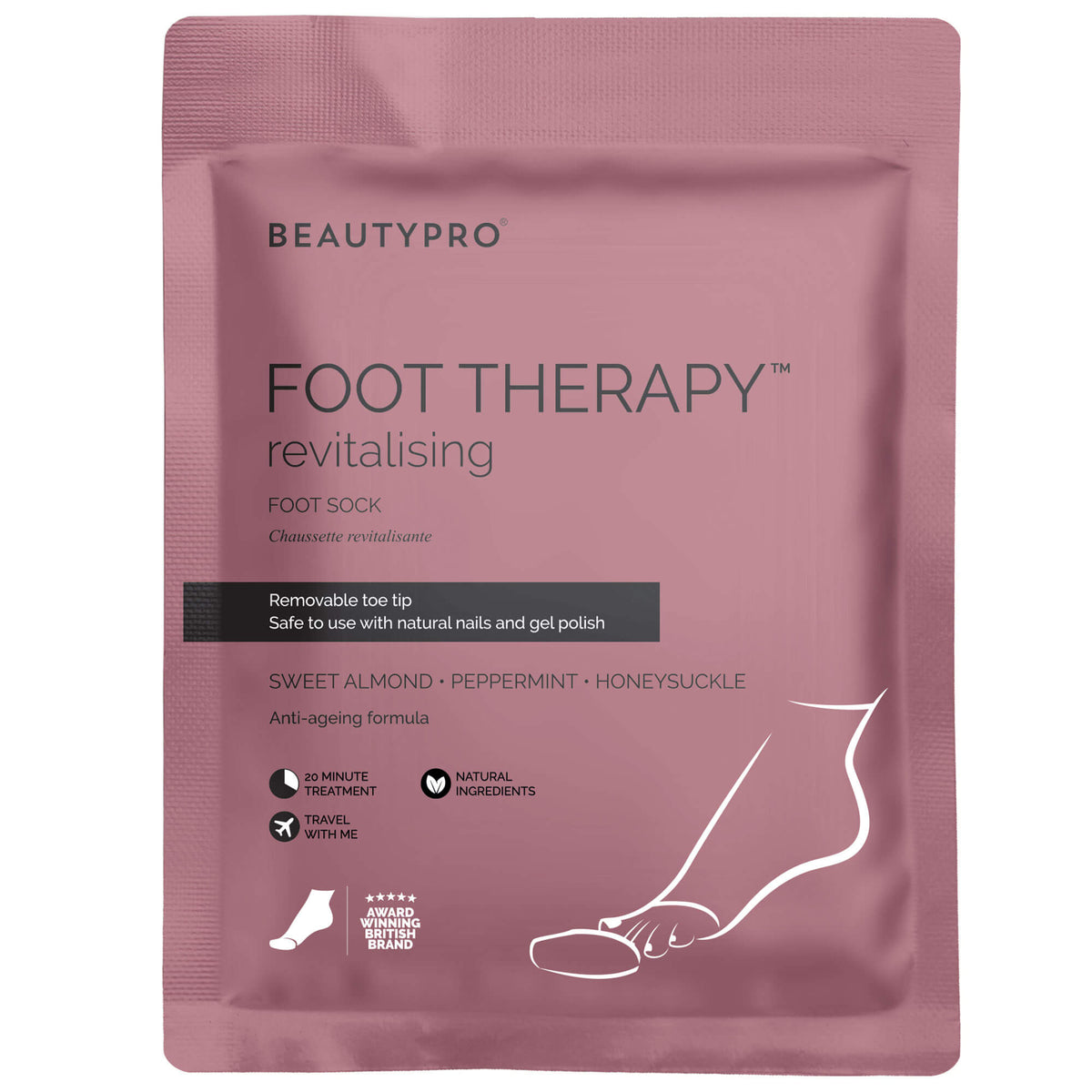 BeautyPro Foot Therapy Collagen Infused Bootie with Removable Toe Tip ...