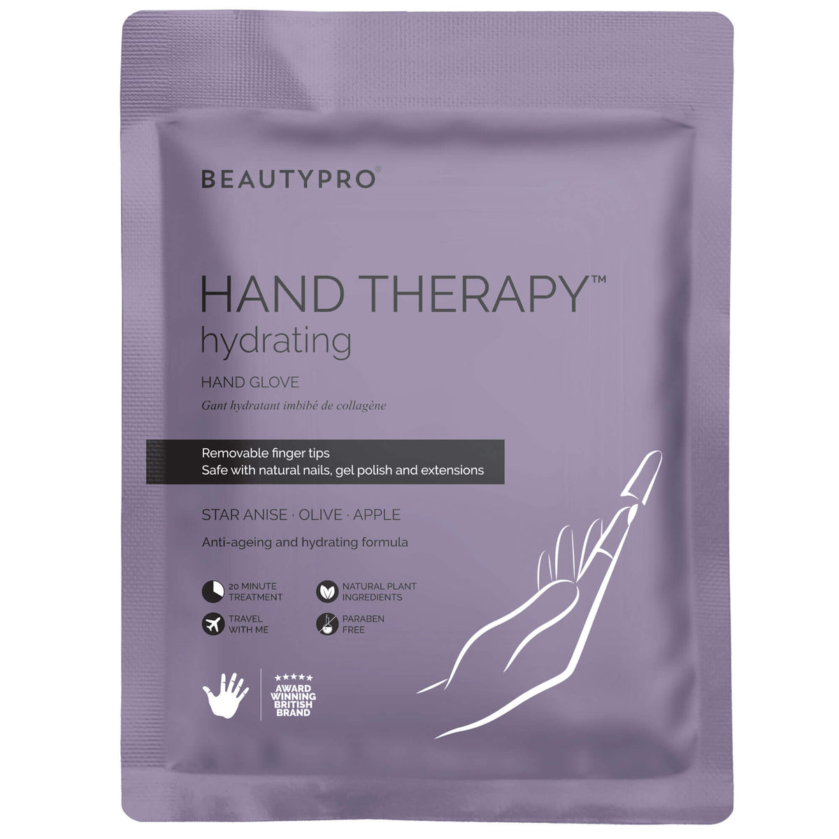BeautyPro Hand Therapy Collagen Infused Glove with Removable Finger ...